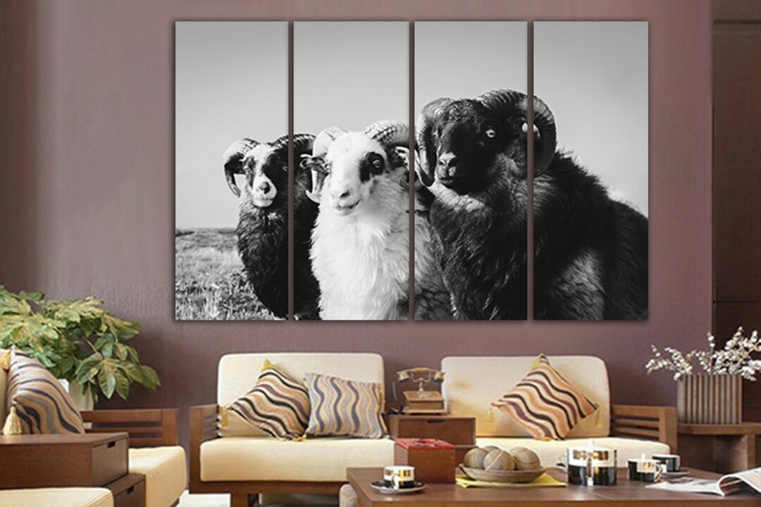 Sheep Canvas Animal Wall Art Nature Print Sheep Decor Gift Farmer ...