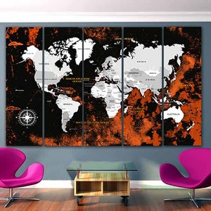 Jeans World Map Red World Map Canvas Watercolor Map Art World Map Art ...