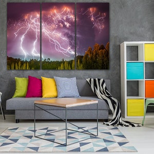 Eruption Wall Art Lightning Bolt Volcano Canvas Forest Wall Decor ...