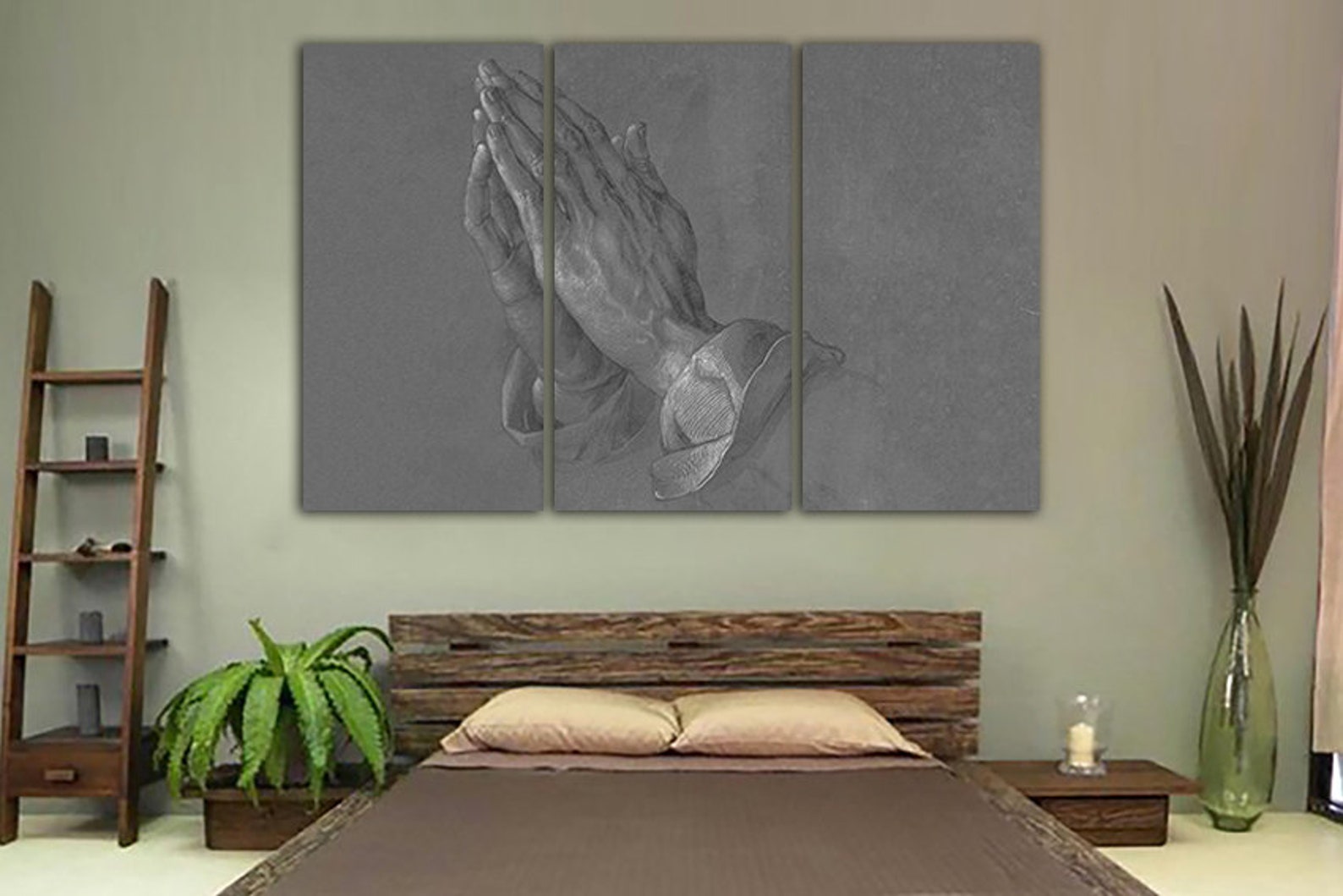 Praying Hands Art Print on Canvas Religious Gift Hand Drawing Religious ...