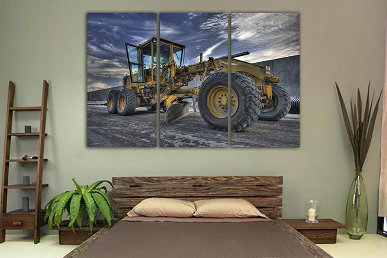Road Grader Canvas Heavy Equipment Art Construction Prints Boys Room ...
