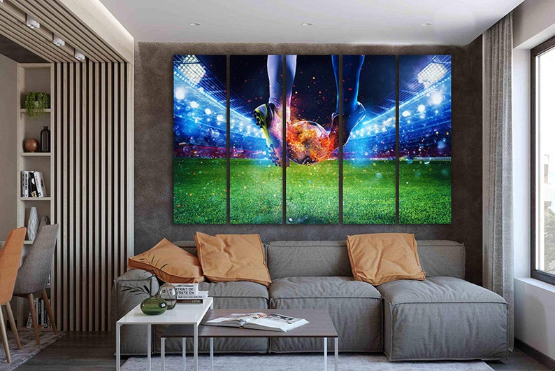Football Canvas Soccer Ball Art Sport Wall Decor Sports Game - Etsy