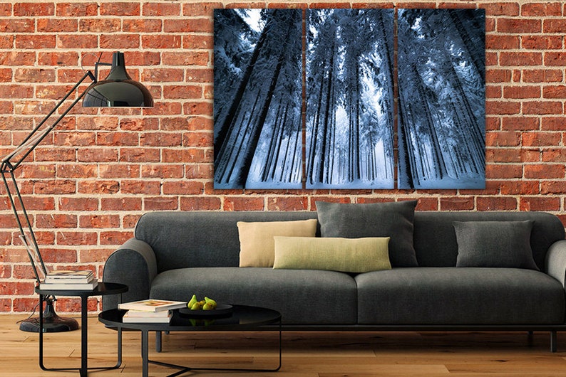 Tree in Snow Wall Art Canvas Forest Decor Trees Poster Frozen Landscape ...