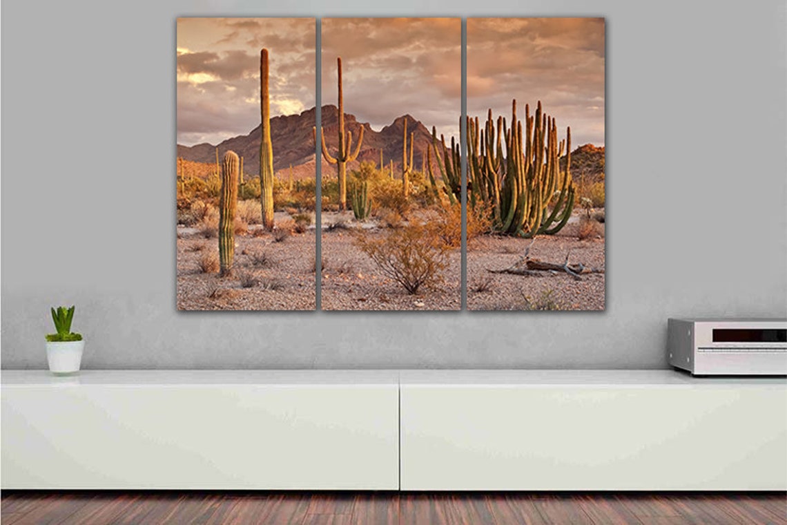 Cactus Canvas Nature Print Landscape Decor Mountain Wall Art Desert ...