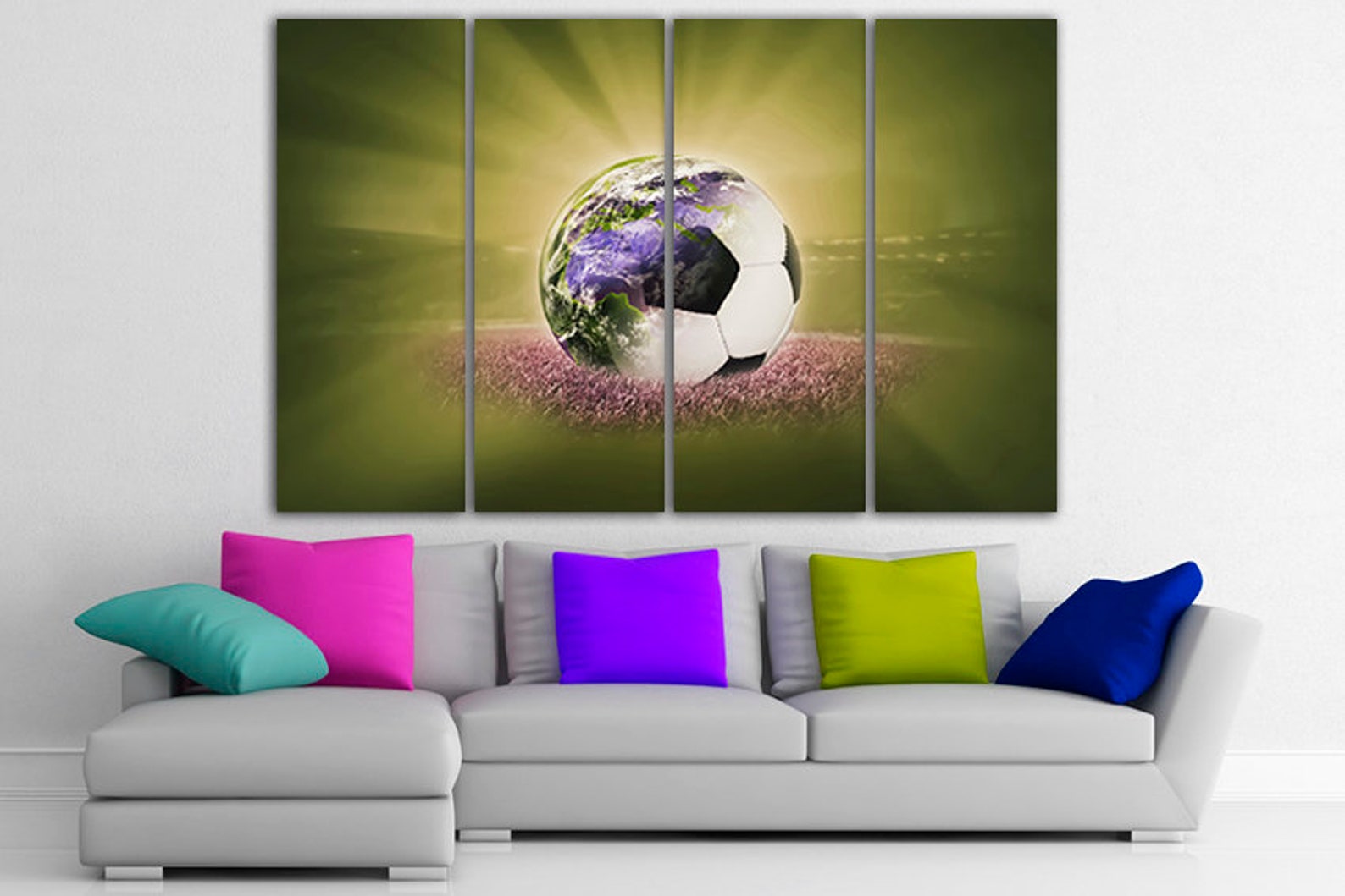 Football Canvas Set Soccer Ball Art Sport Canvas Sports Game Art Ball ...