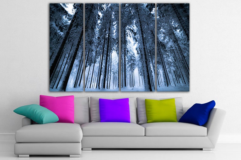 Tree in Snow Wall Art Canvas Forest Decor Trees Poster Frozen Landscape ...