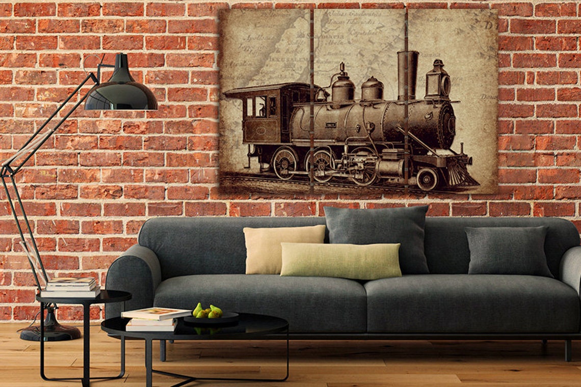 Train Canvas Set Locomotive Art Machine Art Prints Engine - Etsy