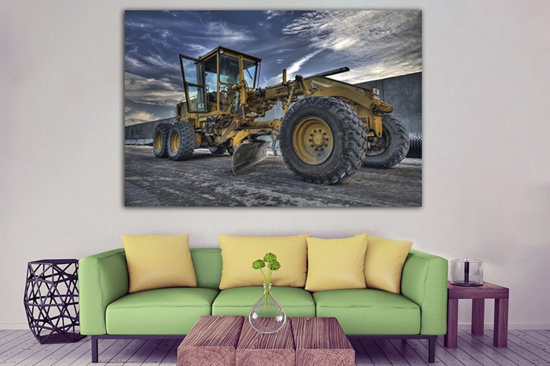 Road Grader Canvas Heavy Equipment Art Construction Prints Boys Room ...