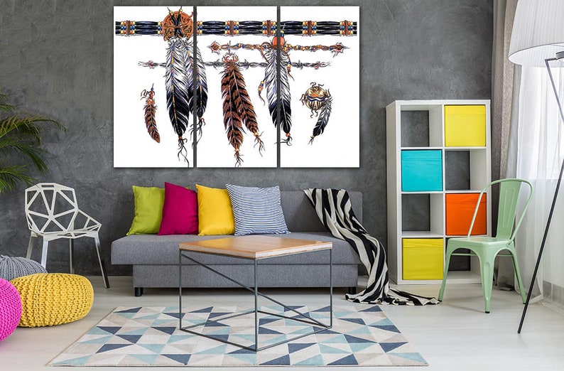 Native Feather American Decor Print on Canvas Feather Décor American ...