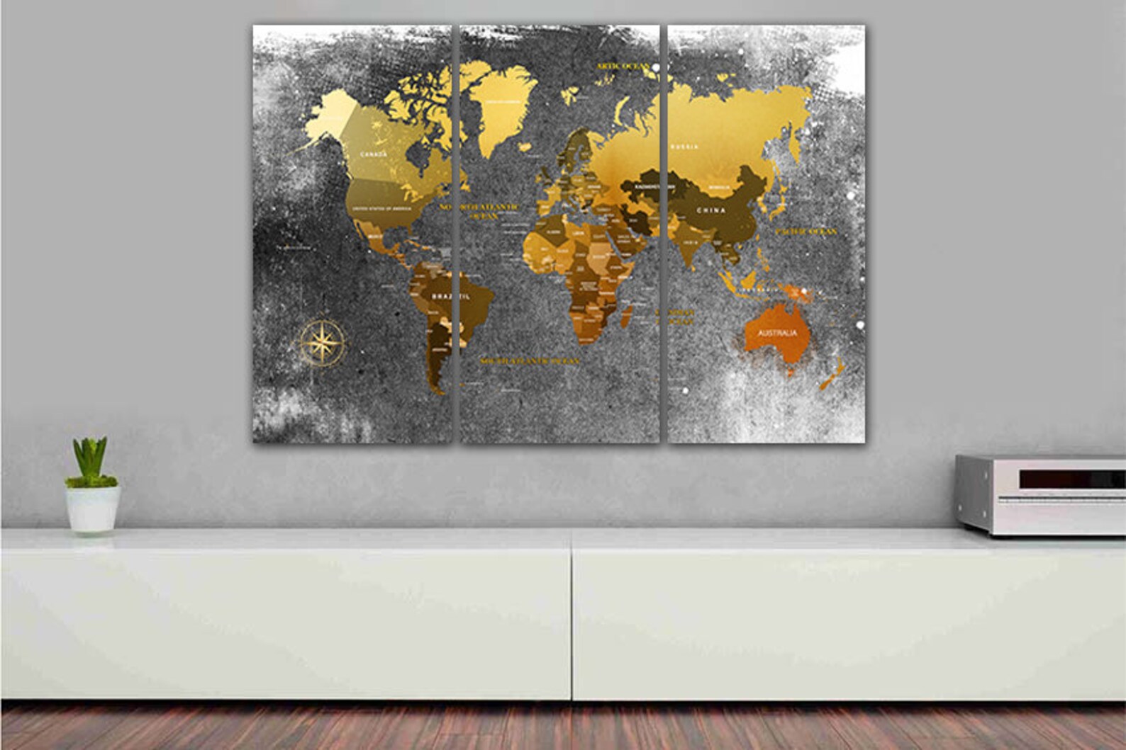 Grey World Map Canvas Travel Map Gift World Map Canvas Printable World ...