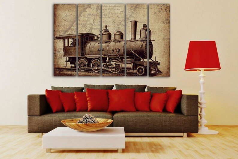 Train Canvas Set Locomotive Art Machine Art Prints Engine | Etsy