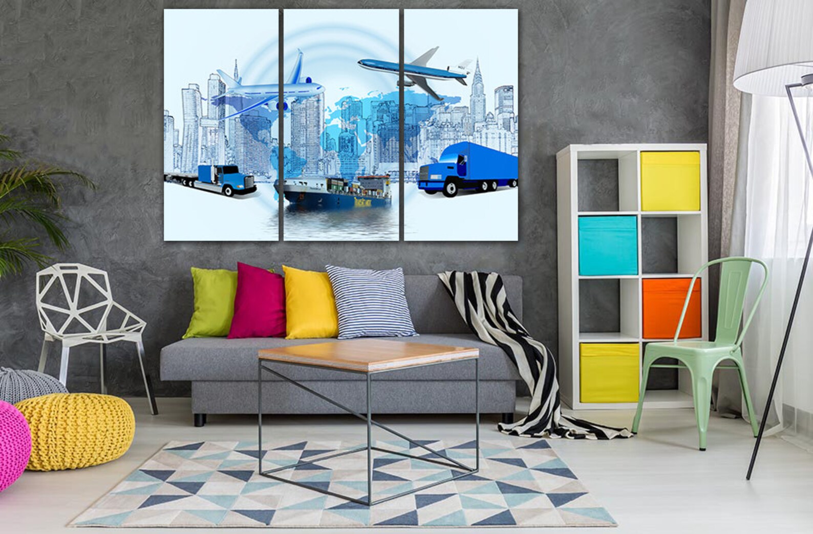 Logistics Canvas Transportation Art Packaging Print Distribution Décor ...
