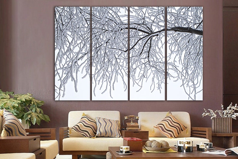 Tree in Snow Wall Art Canvas Forest Decor Trees Poster Frozen Landscape ...