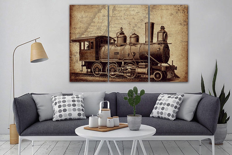 Train Canvas Set Locomotive Art Machine Art Prints Engine | Etsy