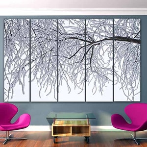 Tree in Snow Wall Art Canvas Forest Decor Trees Poster Frozen Landscape ...