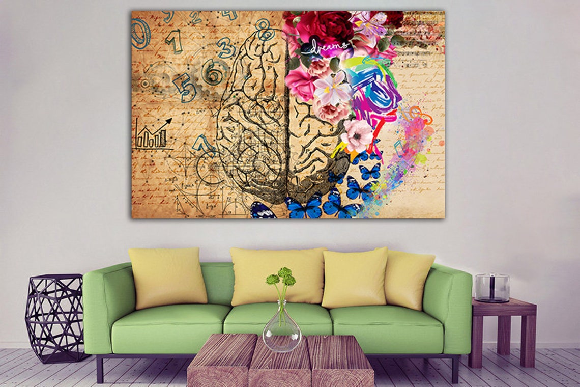 Human Brain Print Left Right Brain Creative Side Logic Side of Brain ...