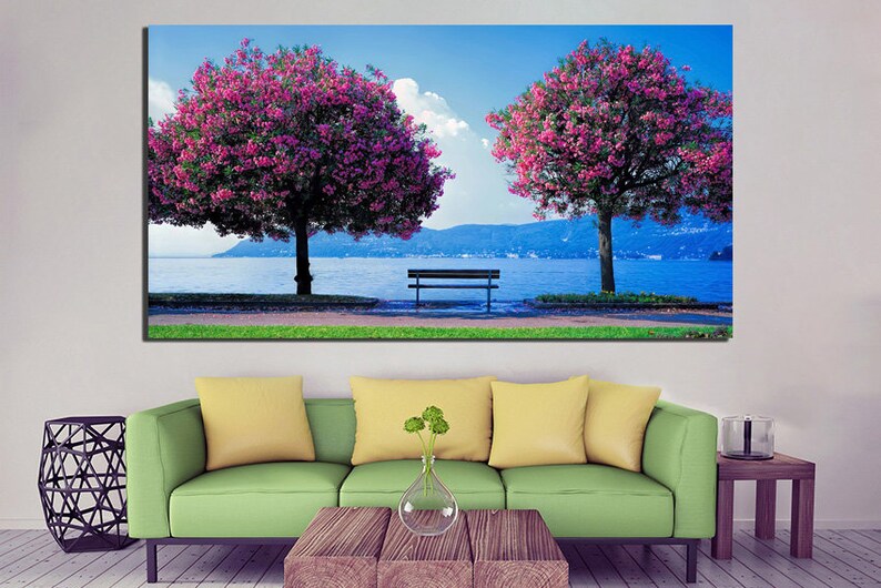 Tree Canvas Trees Wall Art Promenade Art Pink Tree Décor Tree - Etsy