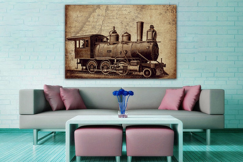 Train Canvas Set Locomotive Art Machine Art Prints Engine - Etsy