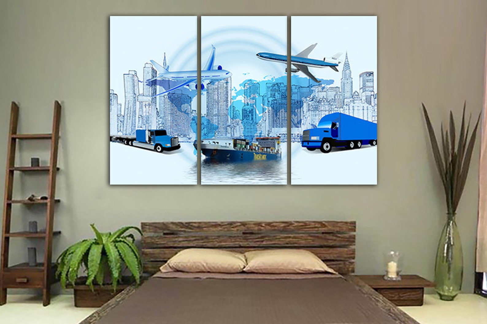 Logistics Canvas Transportation Art Packaging Print Distribution Décor ...