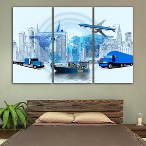 Logistics Canvas Transportation Art Packaging Print Distribution Décor ...