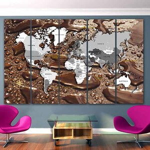 Rain World Map Canvas Travel Decor World Map Canvas Drops World Map ...