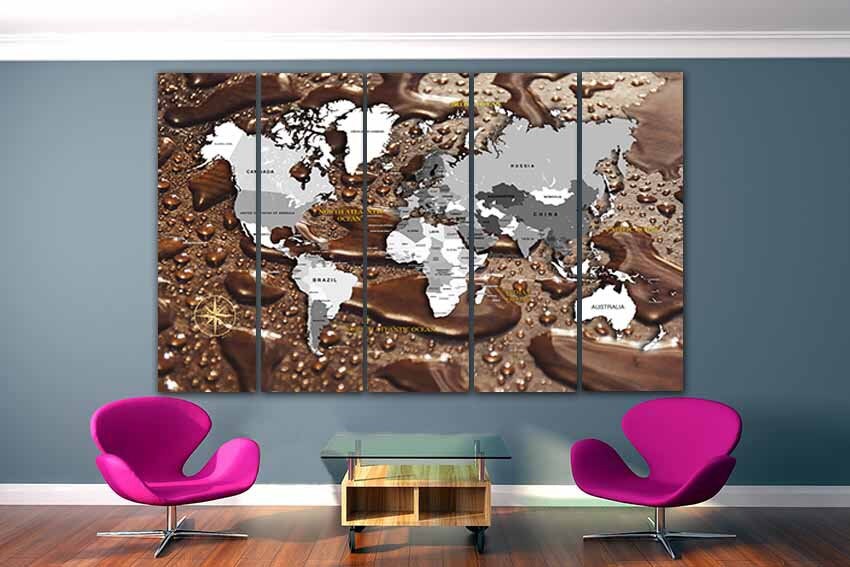 Rain World Map Canvas Travel Decor World Map Canvas Drops - Etsy