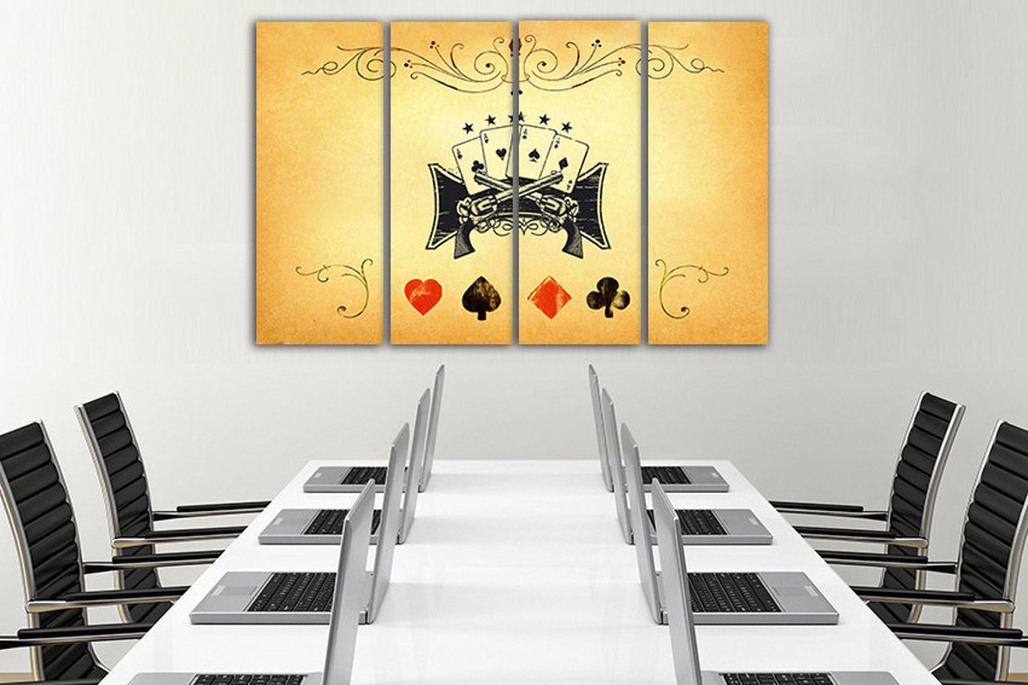 Playing cards Wall art canvas Money wall decor Casino print | Etsy