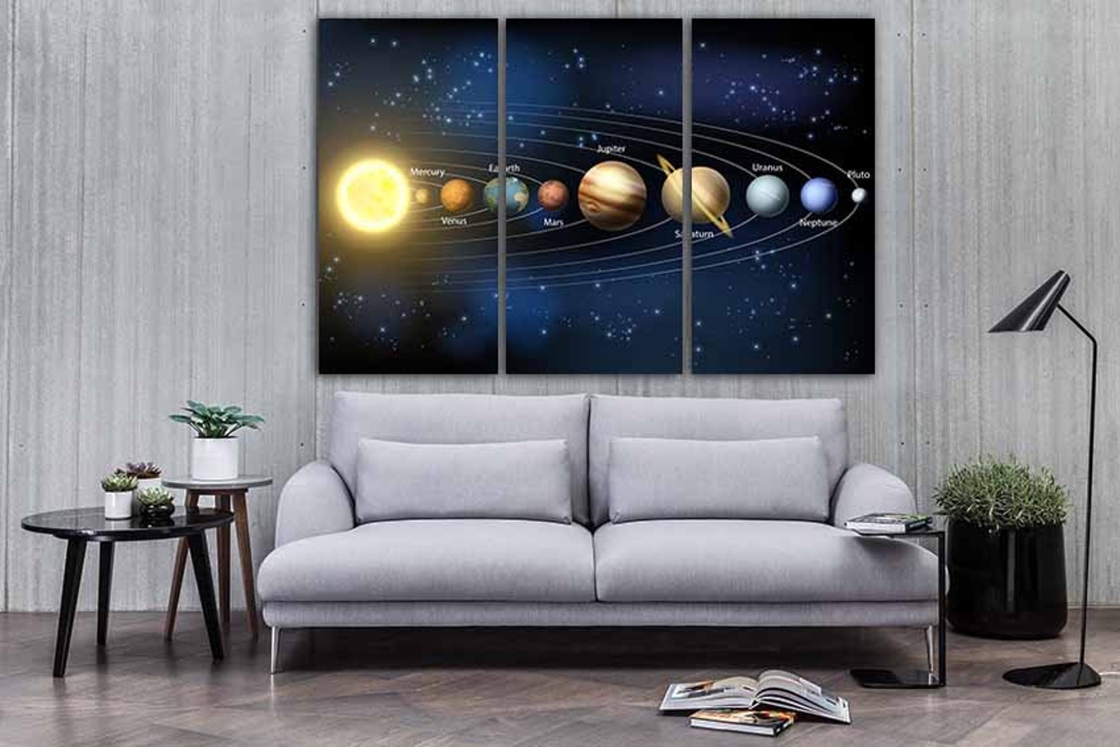 Solar System Art Planet Canvas Space Wall Art Mercury Print | Etsy
