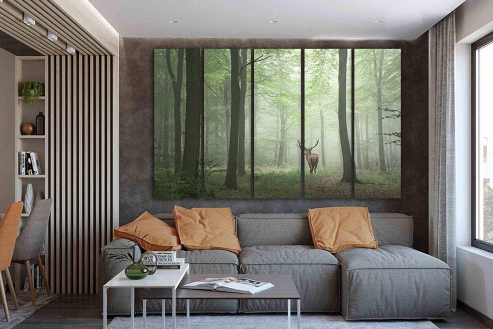 Stag Canvas Large Wall Art Deer Wall Decor Forest Art Tree Art Prints ...