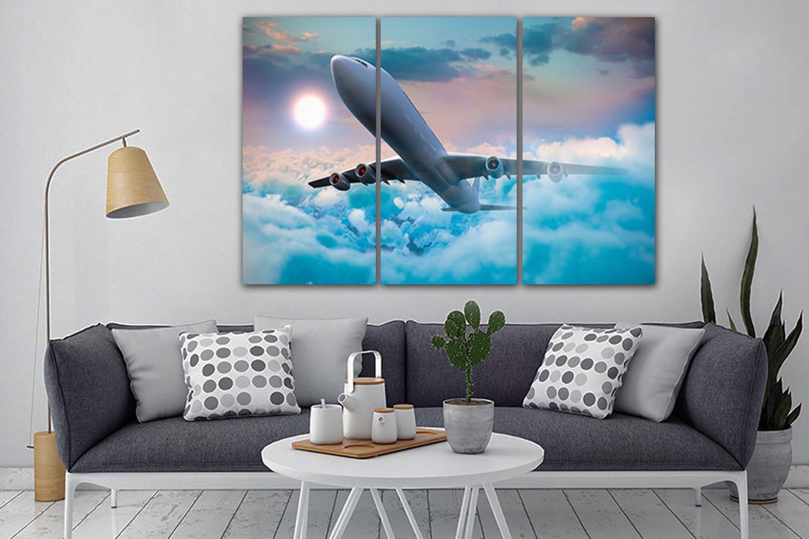 Plane Canvas Airliner Wall Art Aircraft Décor Airplane Art - Etsy