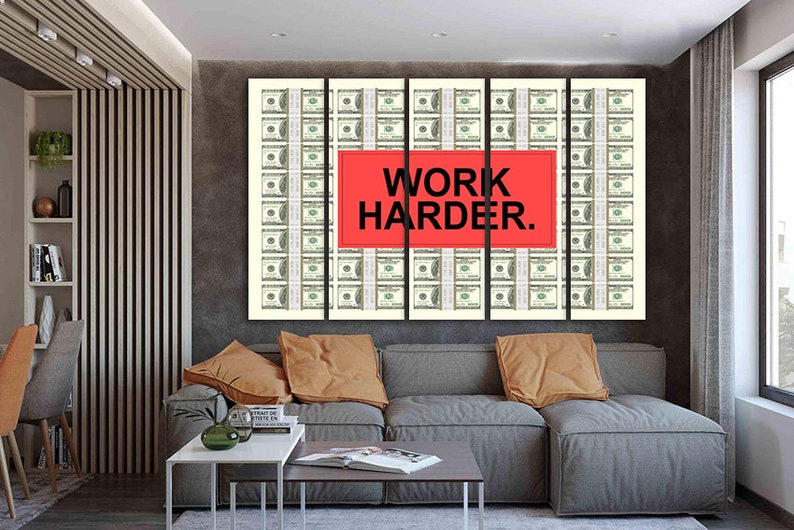 Work Harder Wall Art Motivational Canvas Entrepreneur Decor - Etsy