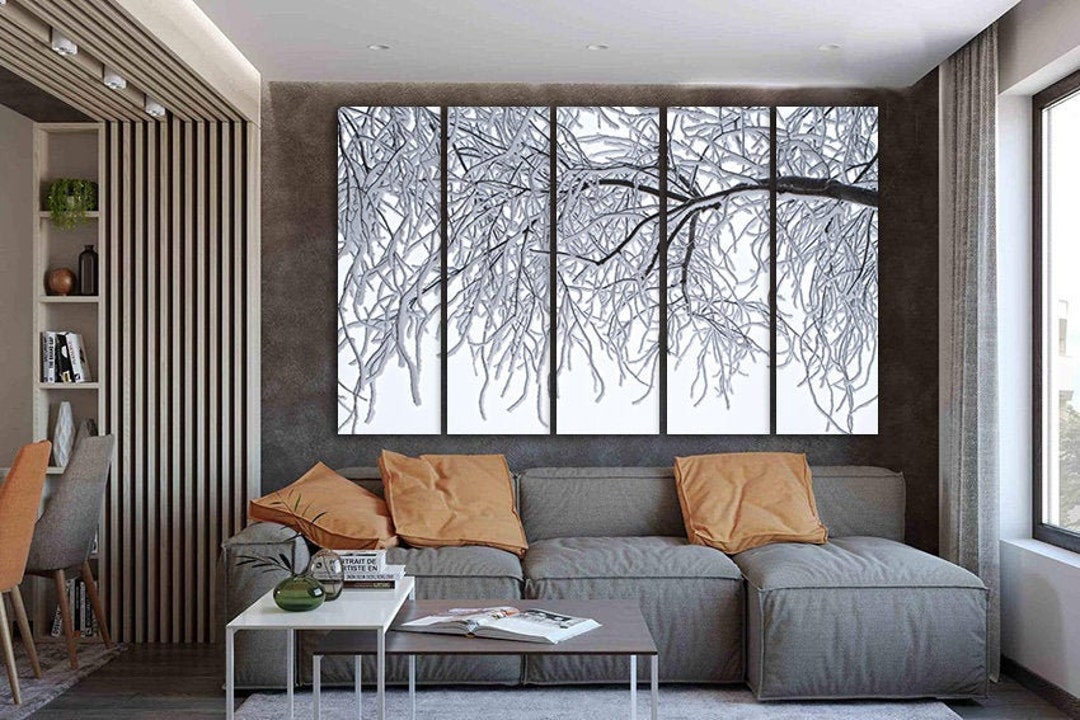 Tree in Snow Wall Art Canvas Forest Decor Trees Poster Frozen Landscape ...