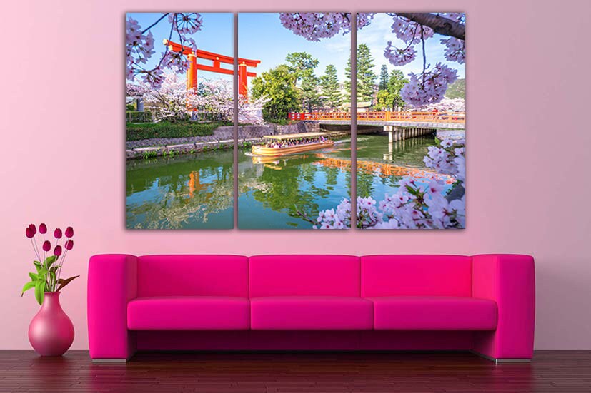 Sakura Wall Canvas Cherry Blossom Tree Japanese Wall Décor Torii Gate ...