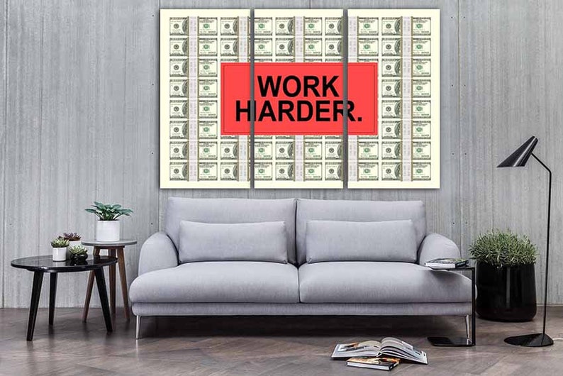 Work Harder Wall Art Motivational Canvas Entrepreneur Decor - Etsy
