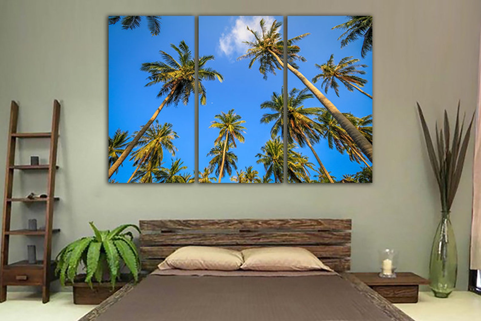 Palm Canvas Palm Tree Wall Art Palm Leaves Art Green Wall - Etsy