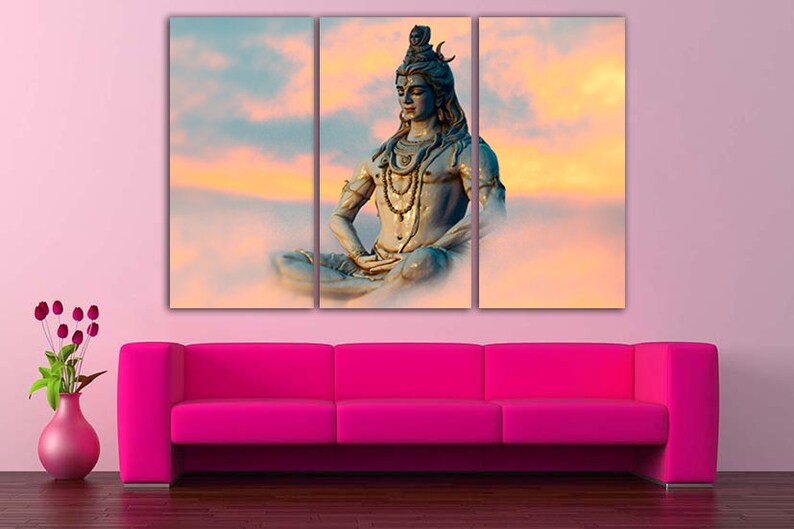 Lord shiva canvas Hindu art Spiritual art Shiva statue Indian | Etsy