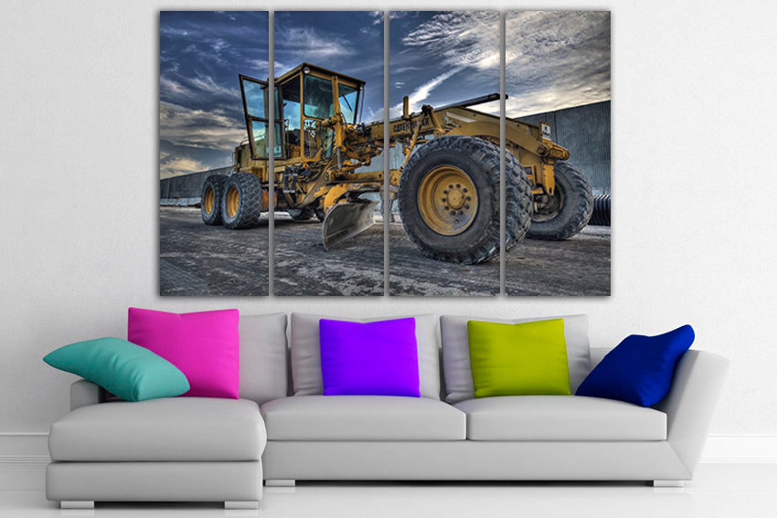 Road Grader Canvas Heavy Equipment Art Construction Prints Boys Room ...