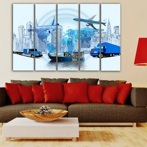 Logistics Canvas Transportation Art Packaging Print Distribution Décor ...