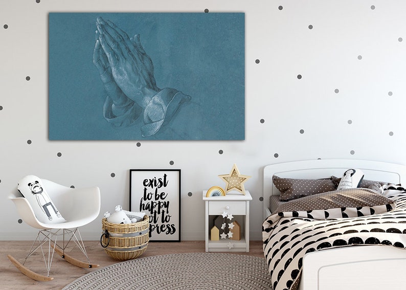 Praying Hands Art Print on Canvas Religious Gift Hand Drawing | Etsy