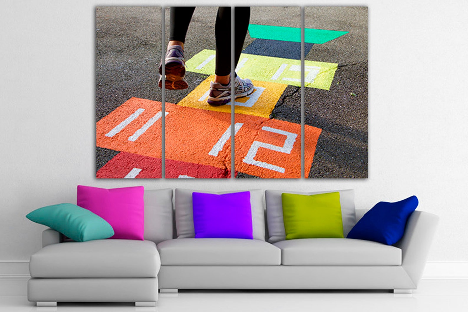 Hopscotch Art Print on Canvas Game Print Hopscotch Wall Print Game Room ...