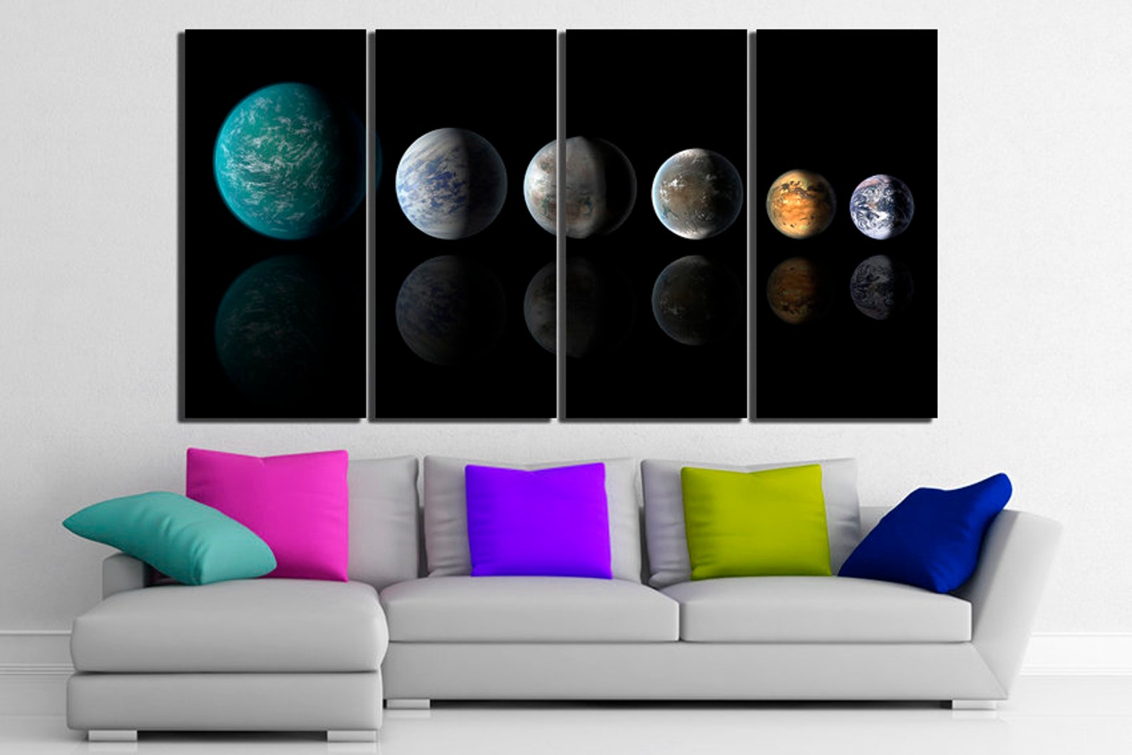 Solar System Art Planet Canvas Space Wall Art Mercury Print Earth ...