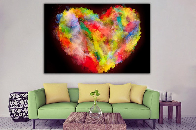 Heart Canvas Paint Explosion Art Abstraction Wall Art Abstract Painting ...