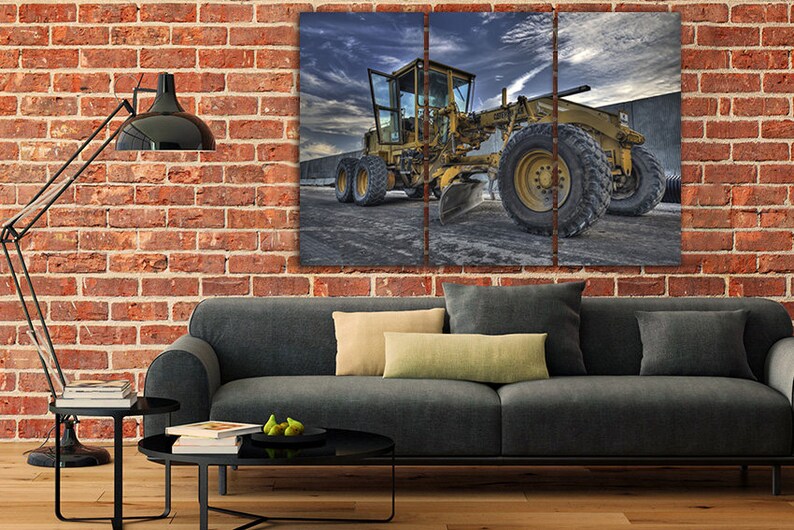 Road Grader Canvas Heavy Equipment Art Construction Prints Boys Room ...