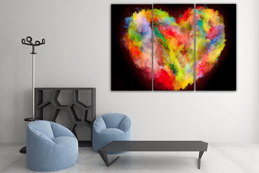Heart Canvas Paint Explosion Art Abstraction Wall Art Abstract Painting ...
