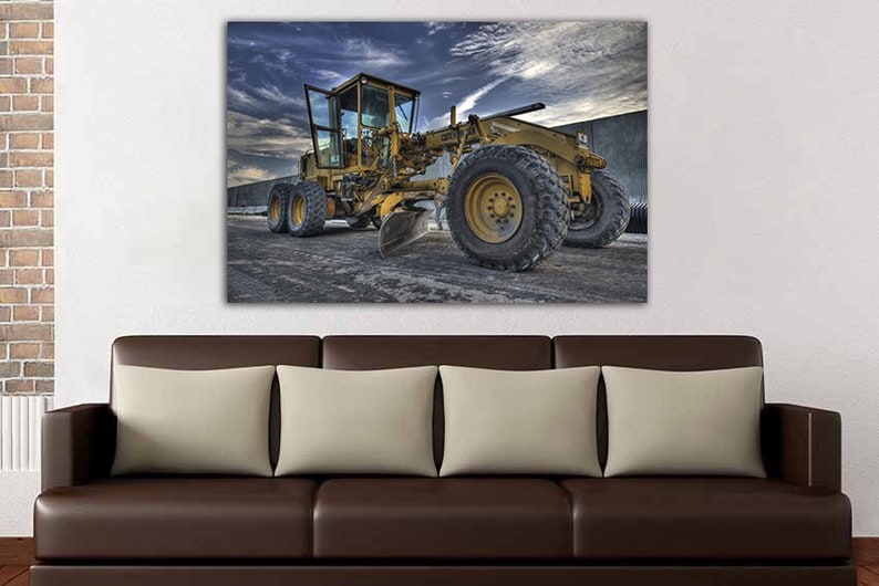 Road Grader Canvas Heavy Equipment Art Construction Prints Boys Room ...