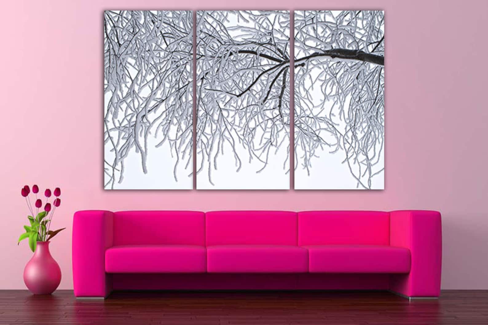 Tree in Snow Wall Art Canvas Forest Decor Trees Poster Frozen Landscape ...
