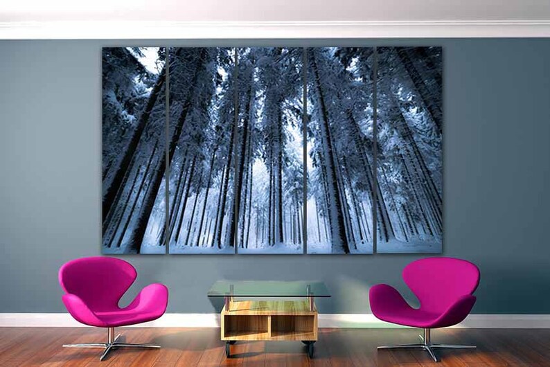 Tree in Snow Wall Art Canvas Forest Decor Trees Poster Frozen Landscape ...
