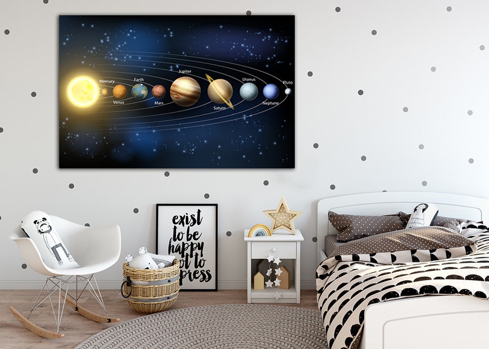 Solar System Art Planet Canvas Space Wall Art Mercury Print - Etsy