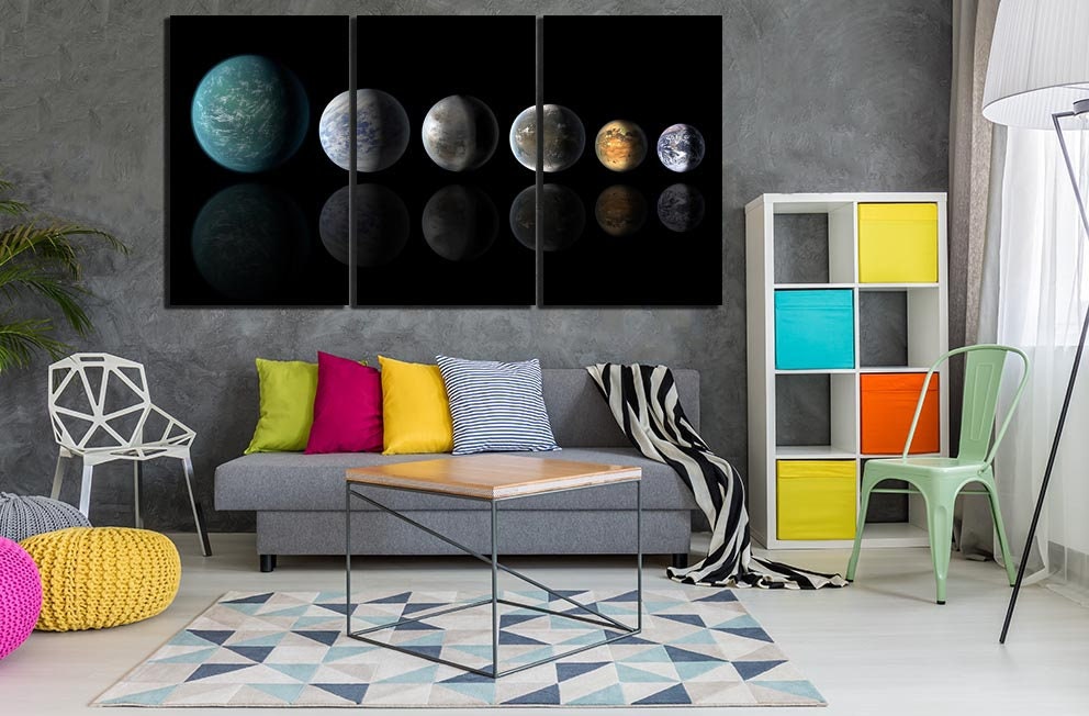 Solar System Art Planet Canvas Space Wall Art Mercury Print Earth ...