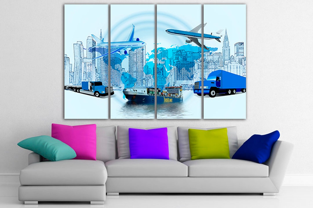 Logistics Canvas Transportation Art Packaging Print Distribution Décor ...